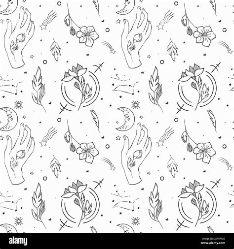 Esoteric Symbols With The Moon And The Sun Celestial Signs Stock