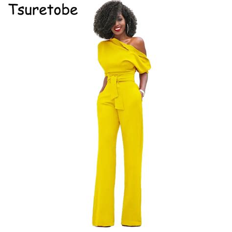 Tsuretobe New Fashion Off The Shoulder Elegant Jumpsuits Women Plus