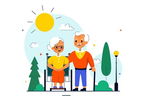 Illustration Of World Senior Citizen Day On August 21 With Elderly