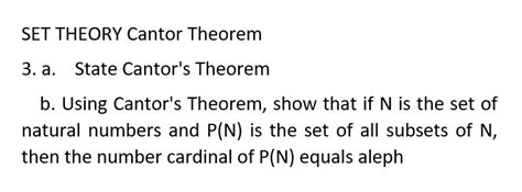 Solved Set Theory Cantor Theorem 3 A State Cantors