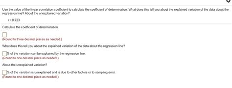 solved use the value of the linear correlation coefficient to