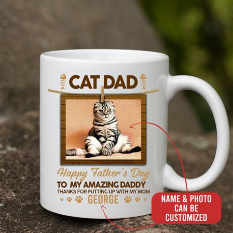 Personalized Photo Cat Dad Happy Fathers Day To My Amazing Daddy