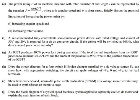 Solved E The Power Rating P Of An Electrical Machine With Chegg Com
