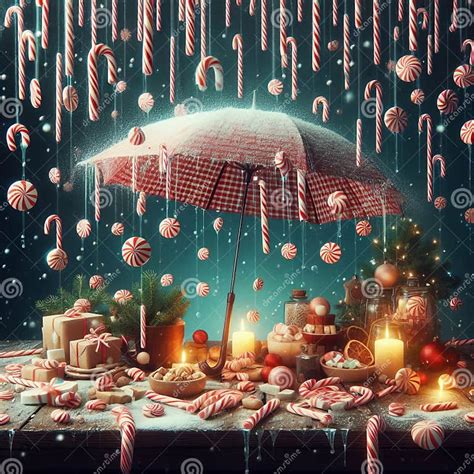 4 36 Unusual Rain Of Candy Canes Pepperint Treats Falling Fro Stock Image Image Of