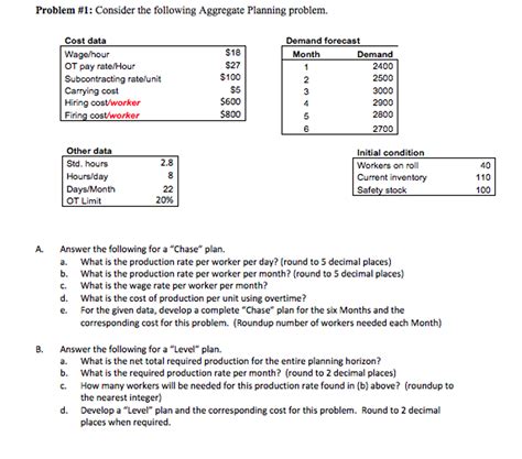 Solved Consider The Following Aggregate Planning Problem Chegg
