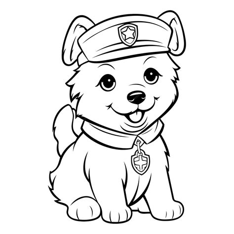 Черно белая мультфильмная иллюстрация милого щенка для окрашивания