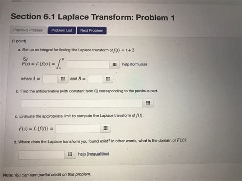 solved section 6 1 laplace transform problem 1 previous