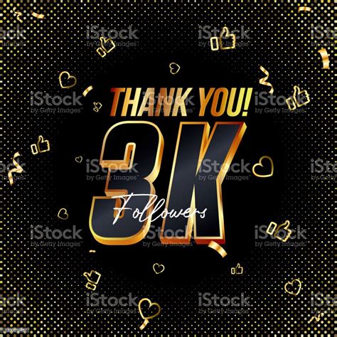 3k 팔로워 3d 골드와 블랙 글꼴과 색종이 감사합니다 소셜 미디어 3000 팔로워 감사 팔로워 블로거가 구독자를 기념하고 좋아요를 위한 벡터 일러스트 3d 번호 3에 대한