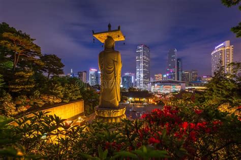 Spring At Bongeunsa Temple At Night In The Heart Of Seoul Gangnam