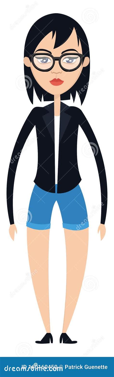 Girl With Glasses Illustration Vector Stock Vector Illustration Of