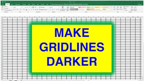 how to make gridlines darker in excel youtube