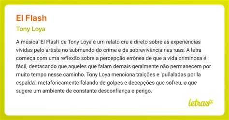 Significado Da Música El Flash Tony Loya Letras Mus Br