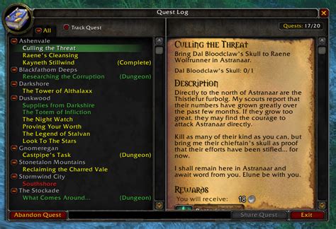 Wide Quest Log Addons World Of Warcraft