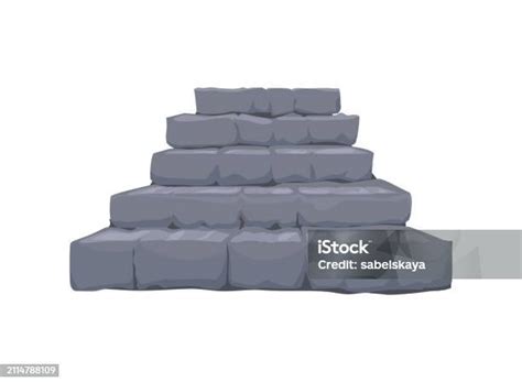 금이 간 요소 고대 성 건설 만화 바위 계단 벡터 고립 된 Ui 게임 자산과 오래 된 돌 계단 개념에 대한 스톡 벡터 아트 및 기타 이미지 Istock