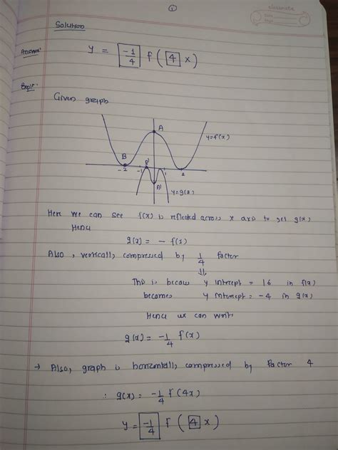 Solved The Graph Ofy Gx Is A Transformation Image Ofthe Graph