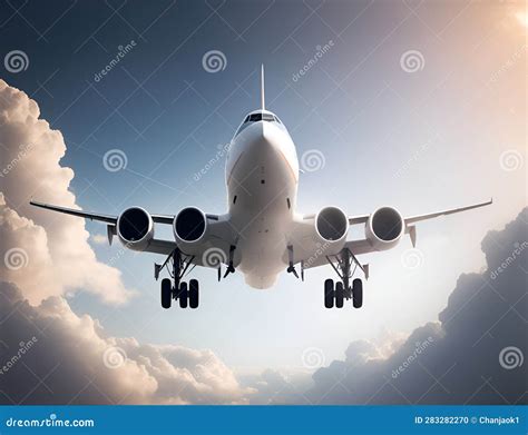 Airplane Flying In Sky Jet Plane Fly In Clouds Airplanes Travel And