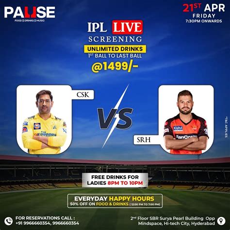 Chennai Super Kings Vs Sunrisers Hyderabad By Pause Lounge Bar Live