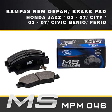Jual BRAKE PAD KAMPAS REM DEPAN HONDA JAZZ HONDA CITY CIVIC GENIO