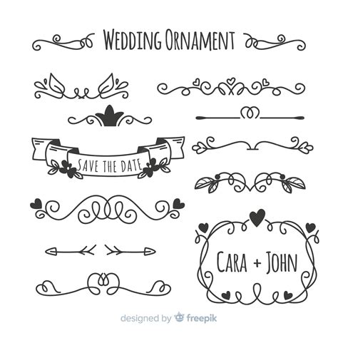 Conjunto De Adornos De Boda Hechos A Mano Vector Gratis
