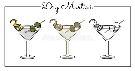 Vector Alcohol Drink Line Art Illustration Lotus Martini Stock