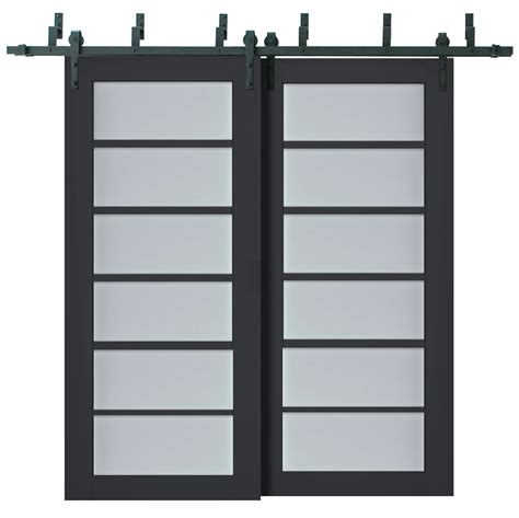 Sliding Closet Barn Bypass Doors With Frosted Glass Veregio 7602