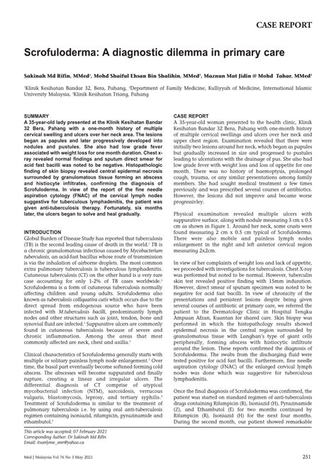 Pdf Scrofuloderma A Diagnostic Dilemma In Primary Care Pdf Scrofuloderma A Diagnostic Dilemma In Primary Care