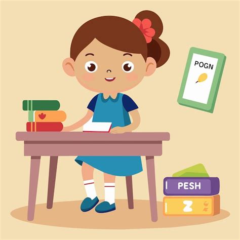 Preposición del lugar Ilustración de una niña sentada sobre y debajo de