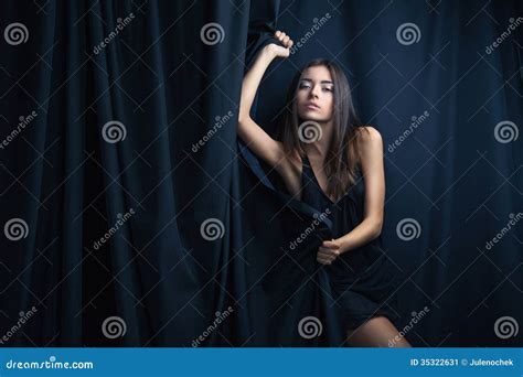 Sensuall Woman In Underwear Dark Background Stock Image Image Of Elegant Fabric