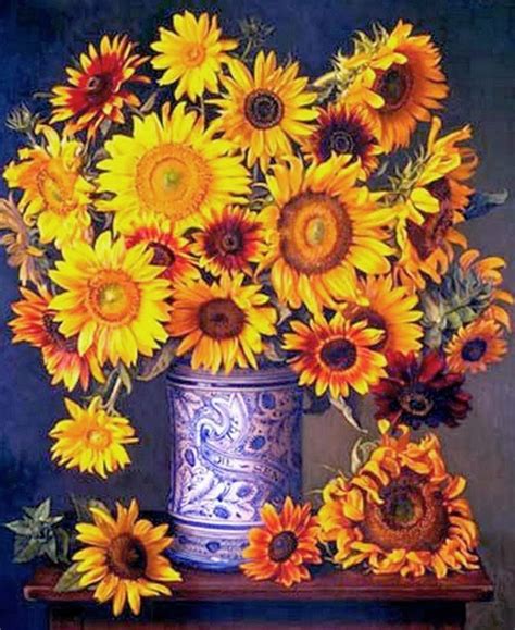 Cuadros Modernos Pinturas y Dibujos Girasoles Pintados al Óleo