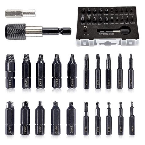 22piece Damaged Screw Extractor Set Extension Bit Holder Socket Adapter