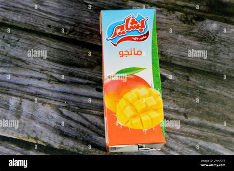 Cairo Egypt January 2 2024 Bashayer Mango Juice Mango Fruit Juice With Tropical Delicacy
