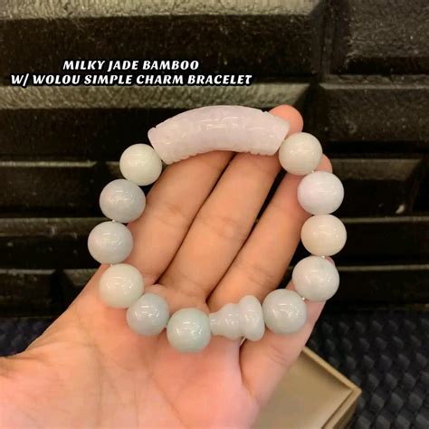 Milky Jade Bamboo With Wolou Bracelet Womens Fashion Jewelry