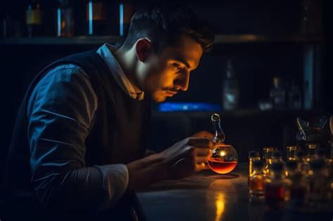 Premium AI Image Technologist Bartender Creates A New Drink Neural