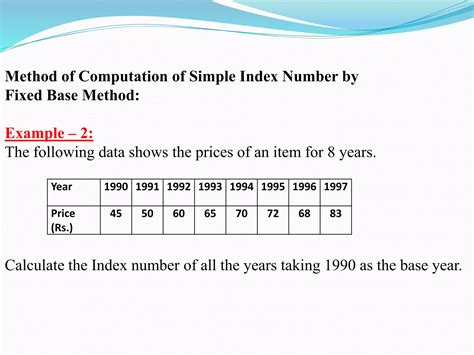 Index Numbers Simple Index Number By Fixed Base Method Pptx