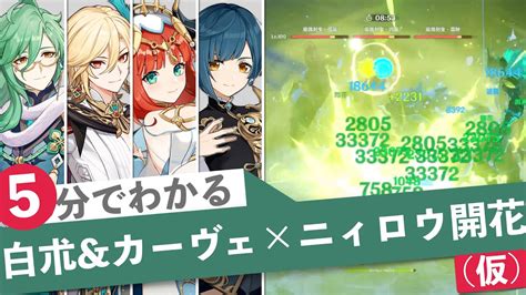 【原神】5分でわかる白朮andカーヴェ×ニィロウ開花編成ver36螺旋12層 Genshin Baizhuandkaveh Nilou