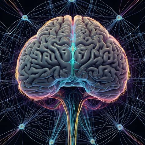 Human Brain With Neural Network Ai Generatet Stock Illustration