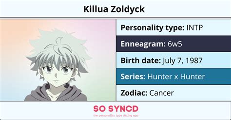 Killua Zoldyck Personality Type Zodiac Sign And Enneagram So Syncd