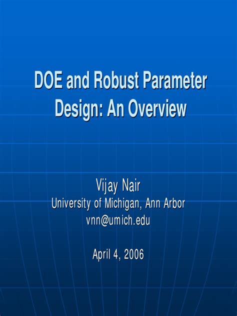 Doe And Robust Parameter Design Pdf Reliability Engineering