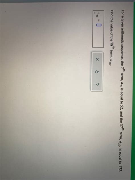 solved for a given arithmetic sequence the 7 th term ay
