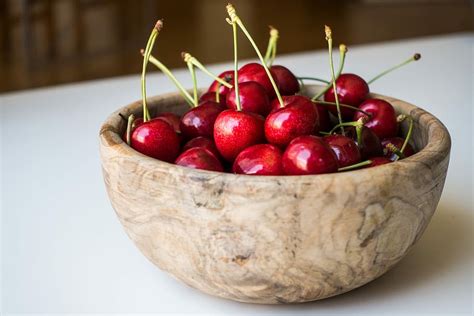 вишня, деревянный, миска, свежий, закрыть, фрукты, здоровый, красный ...