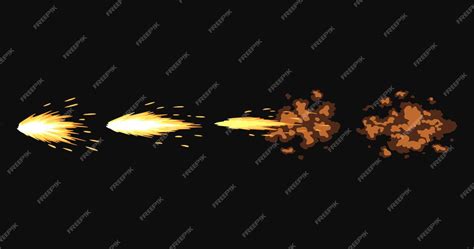 Premium Vector Gun Flashes Or Gunshot Animation Cartoon Flash Effect Of Bullet Starts With