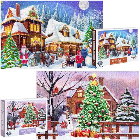 2 Set Christmas Jigsaw Puzzles 1000 Pieces For Adults And