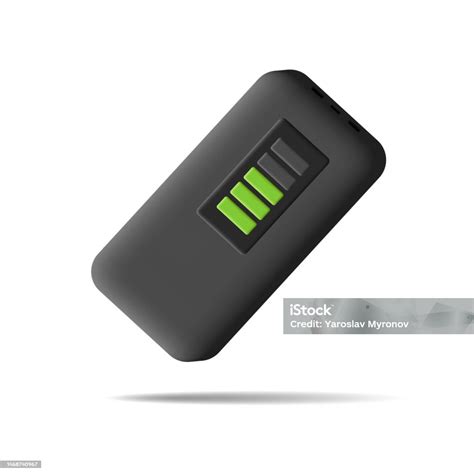 3d 렌더링 배터리 수준 식별기 화면이 있는 보조 배터리의 만화 그림 0명에 대한 스톡 벡터 아트 및 기타 이미지 0명 3차원 형태 Usb 케이블 Istock