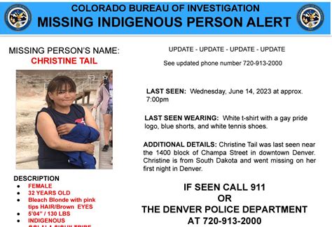 Missing Indigenous Person Alert R Denver