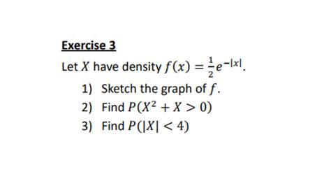 Solved Exercise Let X Have Density F X E Ixl Chegg Com