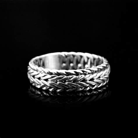 Foxtail Pattern Sterling Silver Band Ring Sterling Silver Foxtail