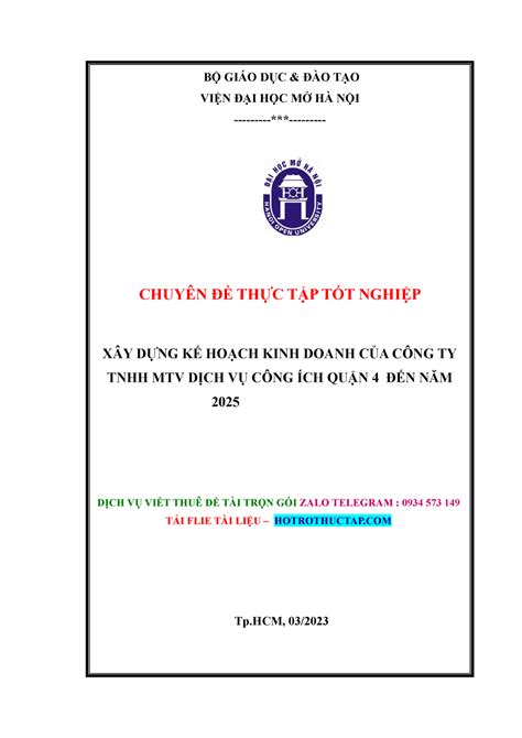 Chuyên Đề Thực Tập Xây Dựng Kế Hoạch Kinh Doanh Của Công Ty BỘ GIÁO DỤC ĐÀO TẠO VIỆN ĐẠI
