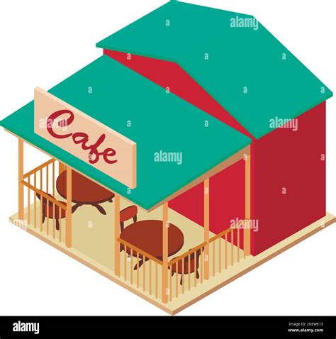 Cafe Building Icon Isometric Vector Cafe With Table And Chair On Open Veranda Catering And
