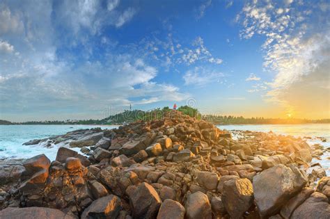 Romantic Untouched Tropical Beach On Sunset Sri Lanka Stock Image