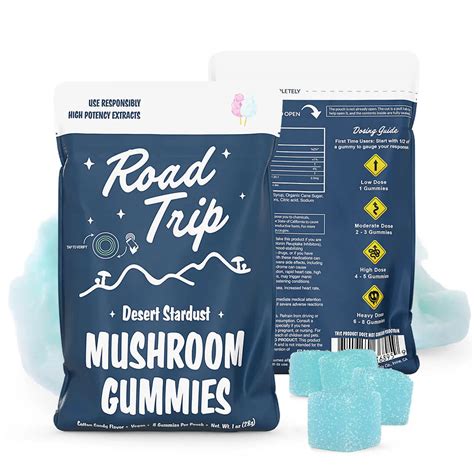 Road Trip Desert Stardust Mushroom Gummies Nostalgic Cotton Candy Flavor Injoy Extracts